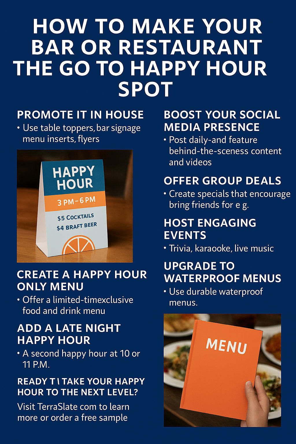 Waterproof Paper: Happy Hour Menus