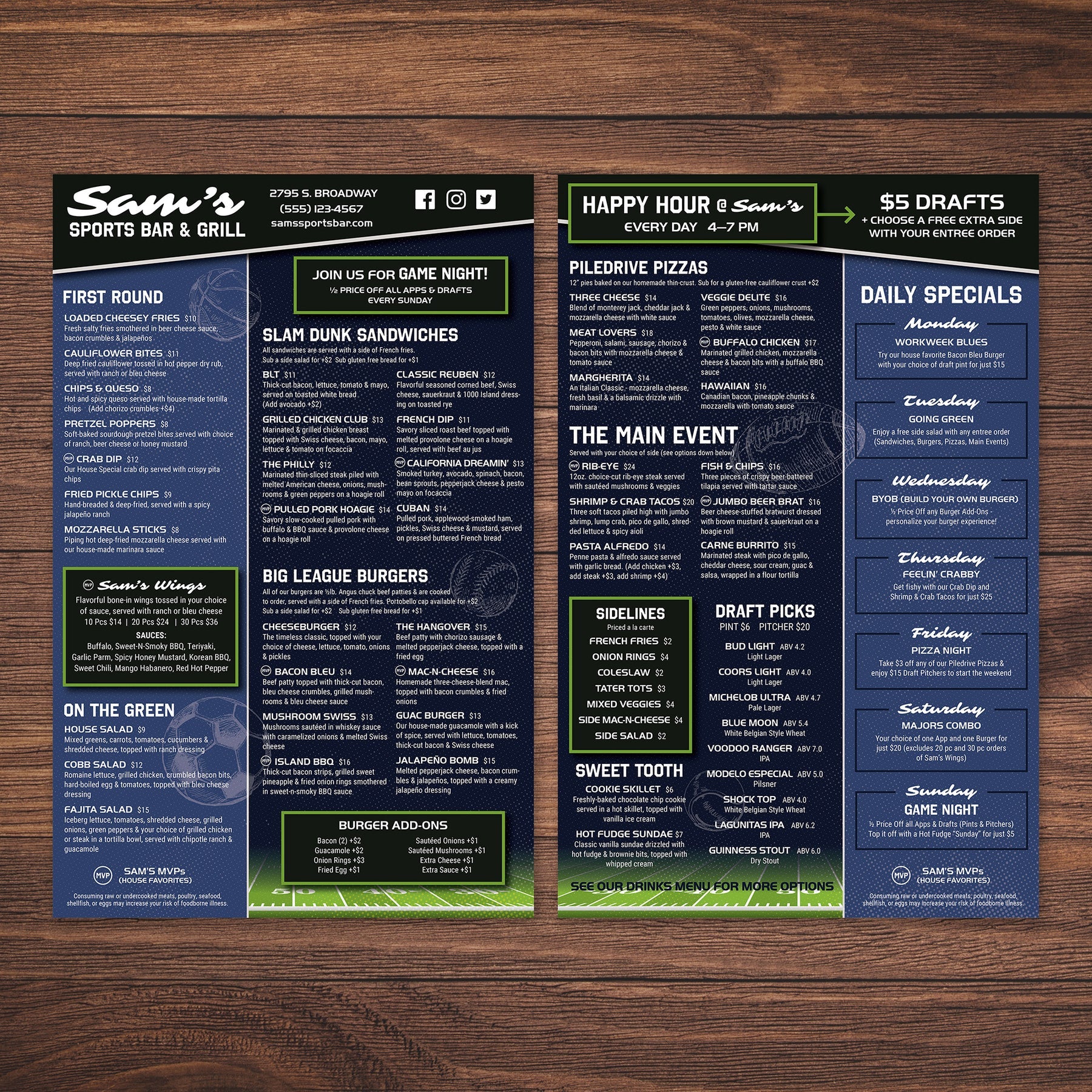 Sports Bar Menu Templates