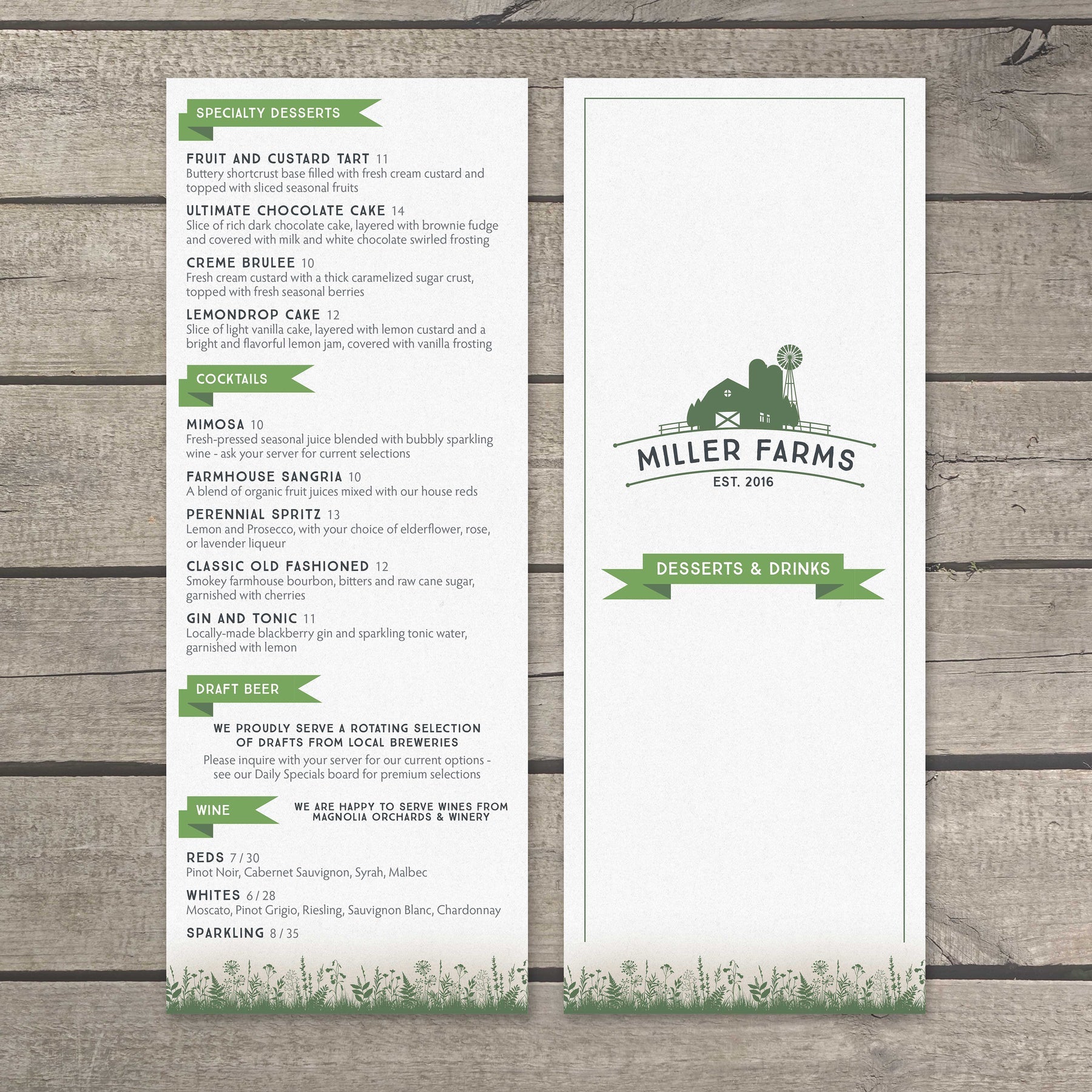4.25" x 11" Menu Templates for Free | TerraSlate Paper