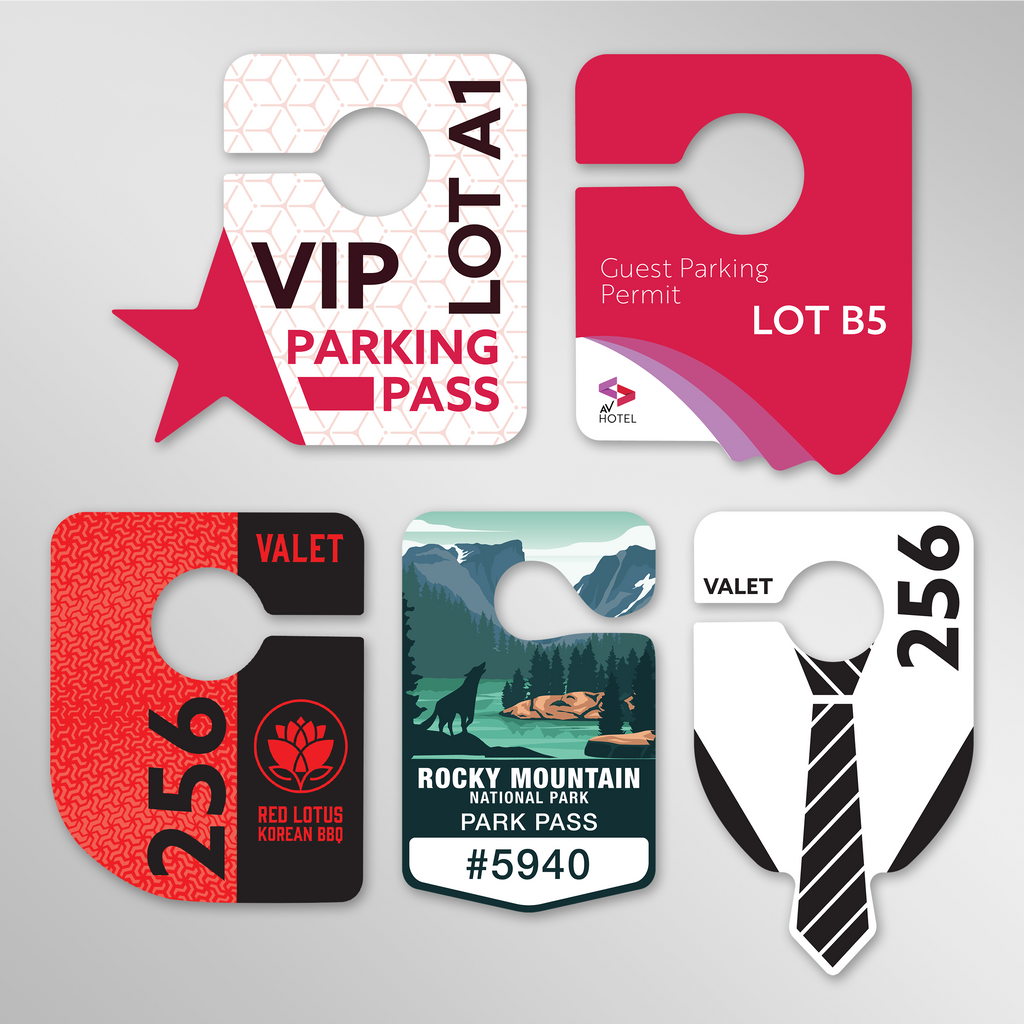 Parking Pass Permit Tag for Mirror Die-Cut Menu Templates