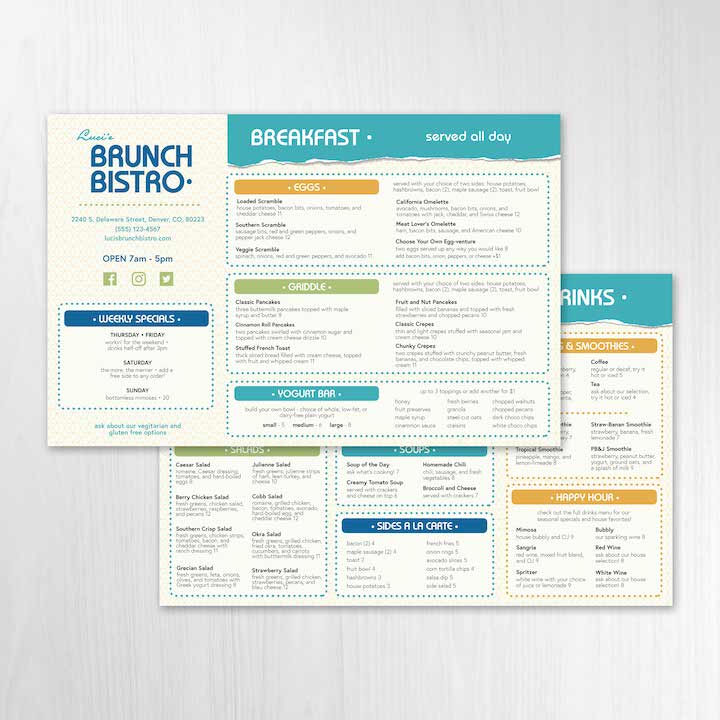 Modern Bistro Menu Template 11" x 17"