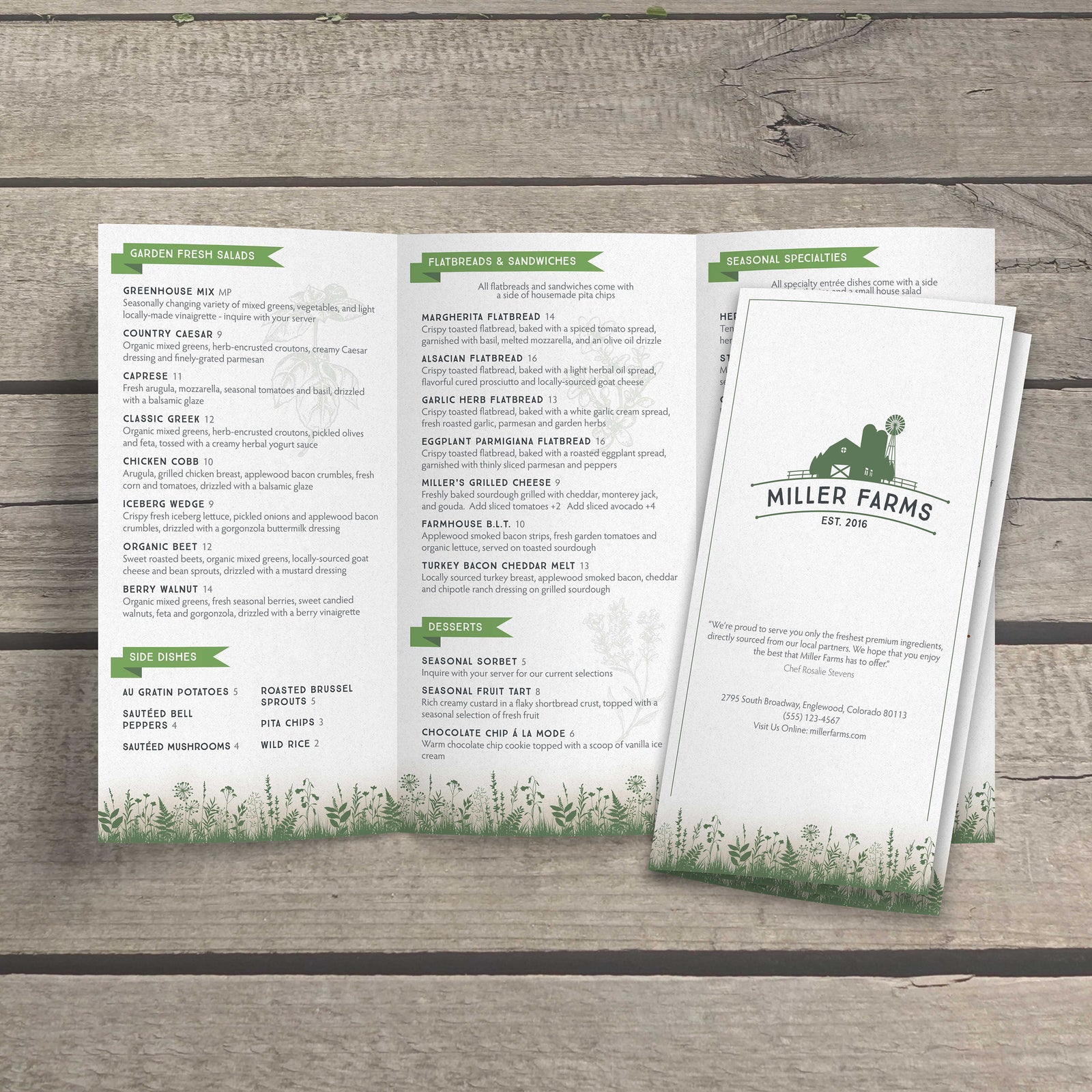 12" x 18" Trifold Menu Templates for Free | TerraSlate Paper