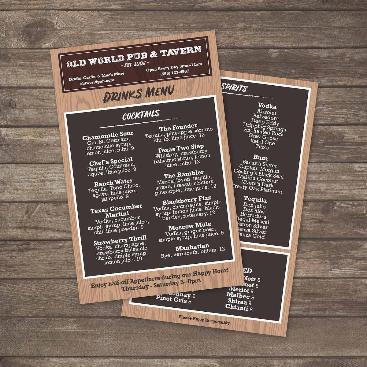 Free Pub & Tavern Menu Templates | TerraSlate Paper
