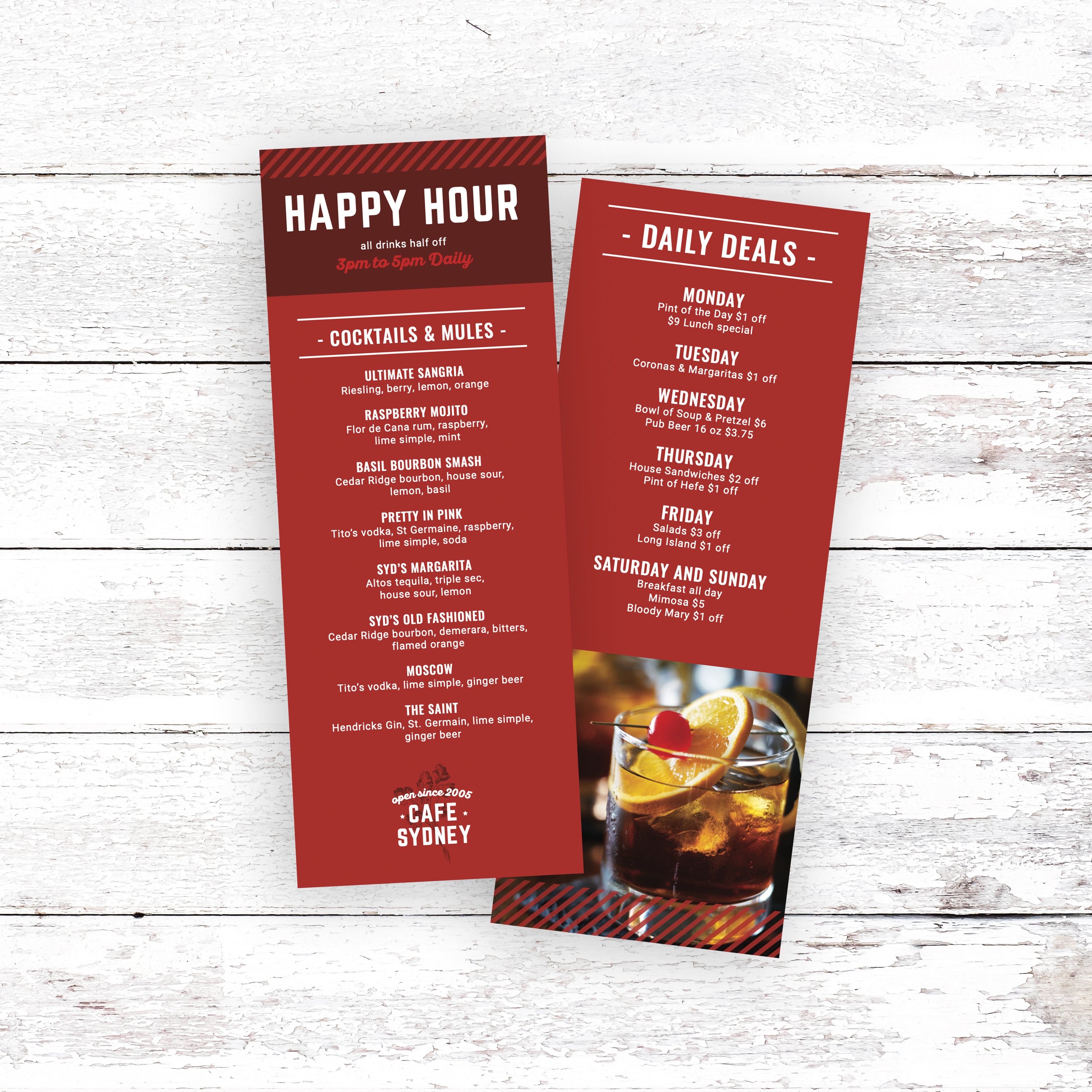 Cafe Menu Sheet