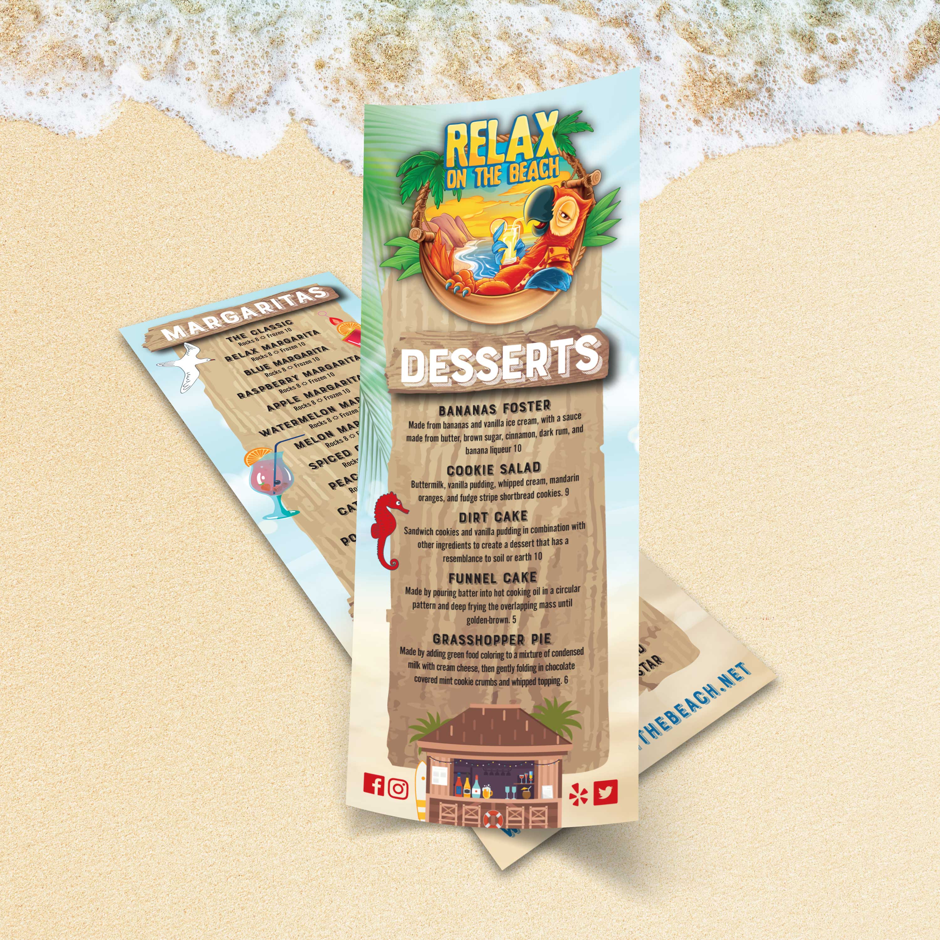 Beach Menu Template 4.25" x 11"