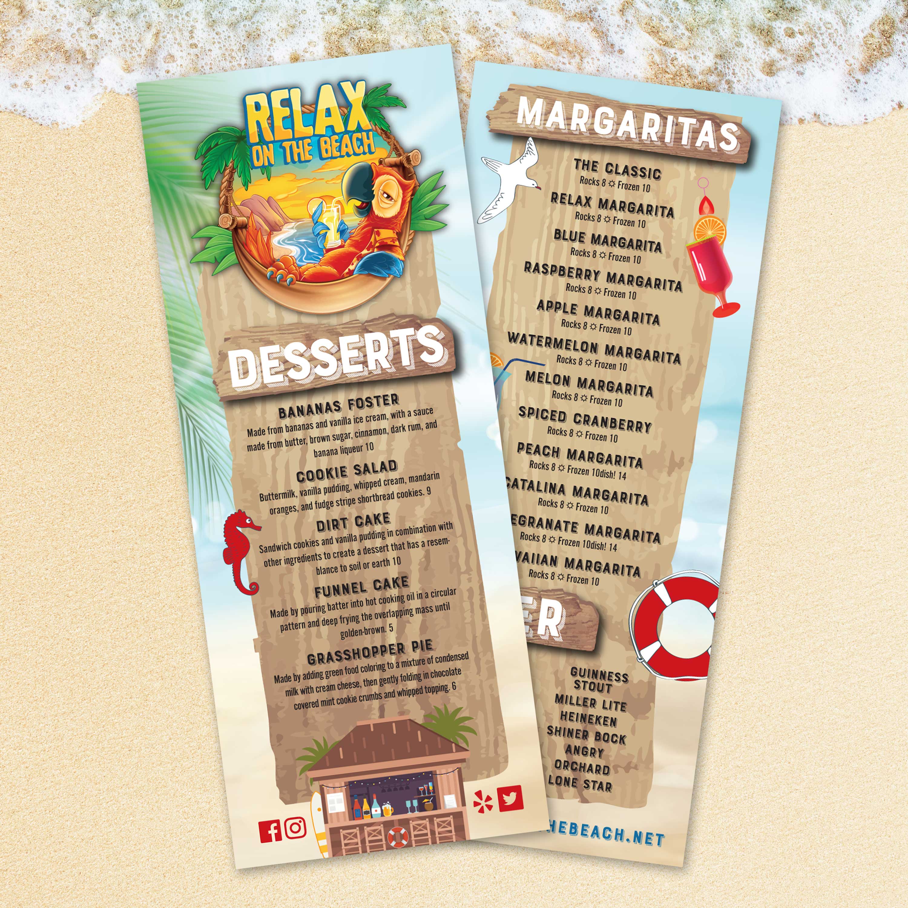 Beach Menu Template 6" x 15"
